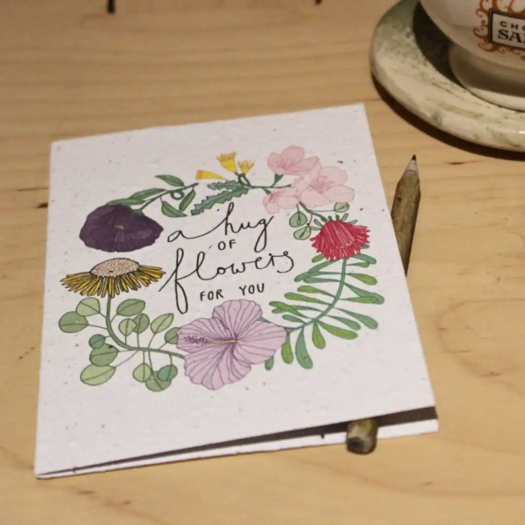Greeting Card - A Hug Of Flowers